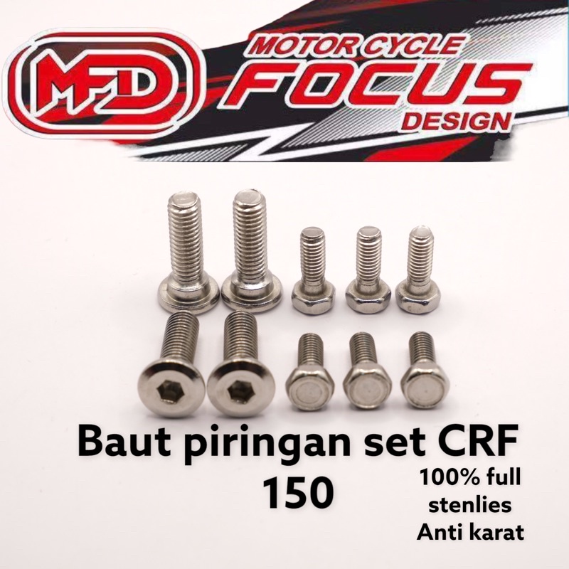 Jual baut disc piringan cakram crf depan belakang 100% stenlies stenlis steal anti karat anti ...
