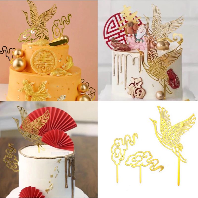 Jual CAKE TOPPER AKRILIK PHOENIX BANGAU BURUNG HONG GOLDEN WEDDING ...