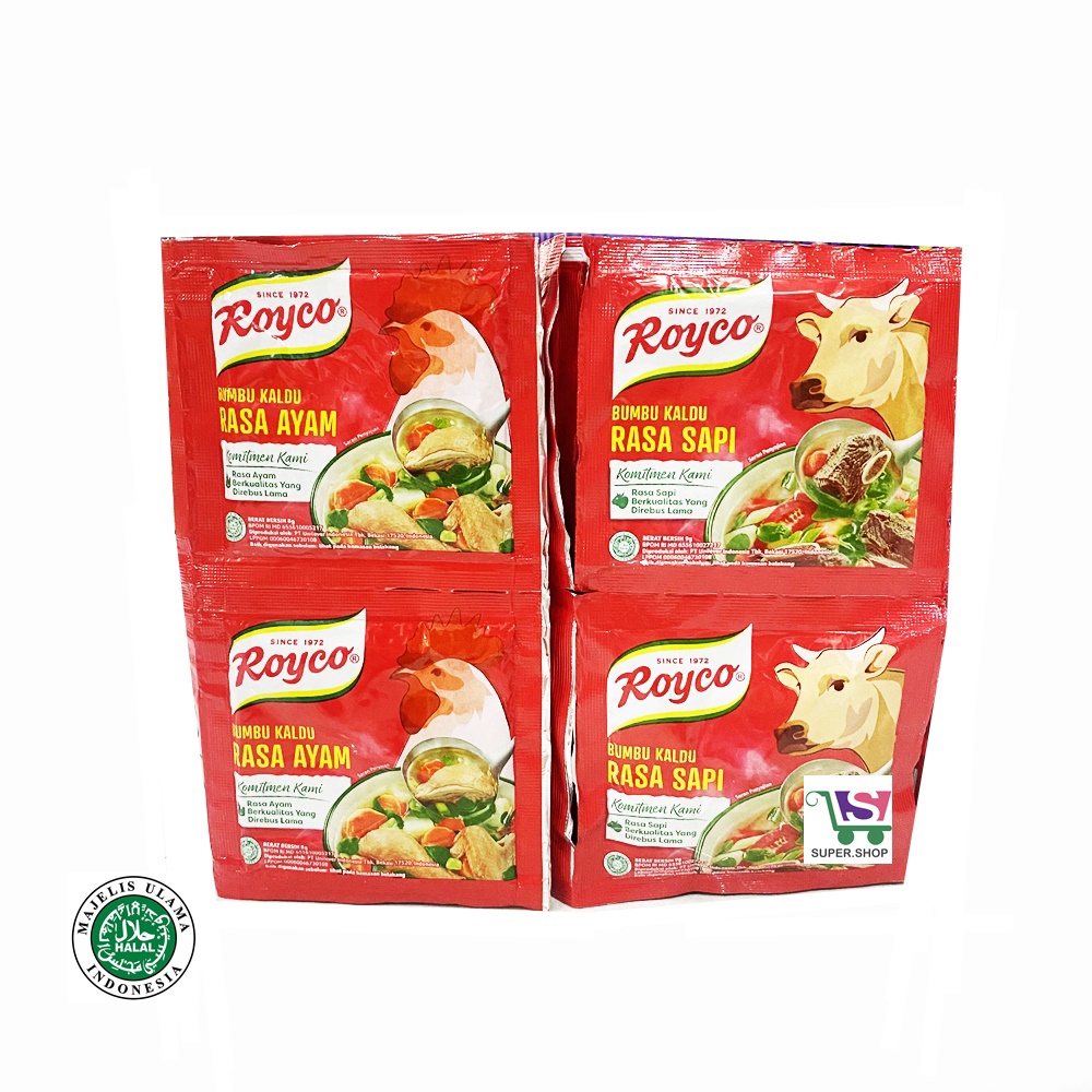 Jual Royco Bumbu Kaldu Ayam Sapi 8G 1 Renceng Isi 12 Sachet | Shopee ...