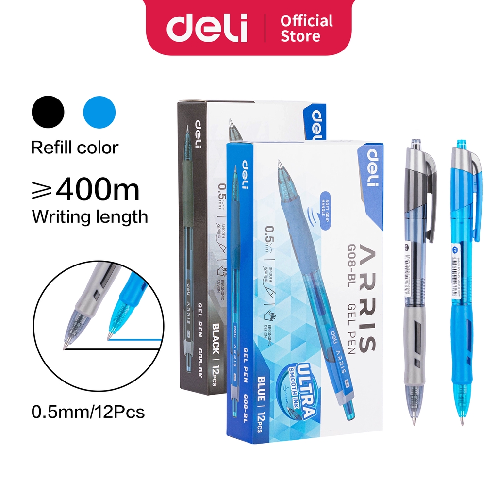 Jual Deli Office Gel Pen Pulpen Kantor 0.5/0.7/1mm Warna Tinta Hitam ...