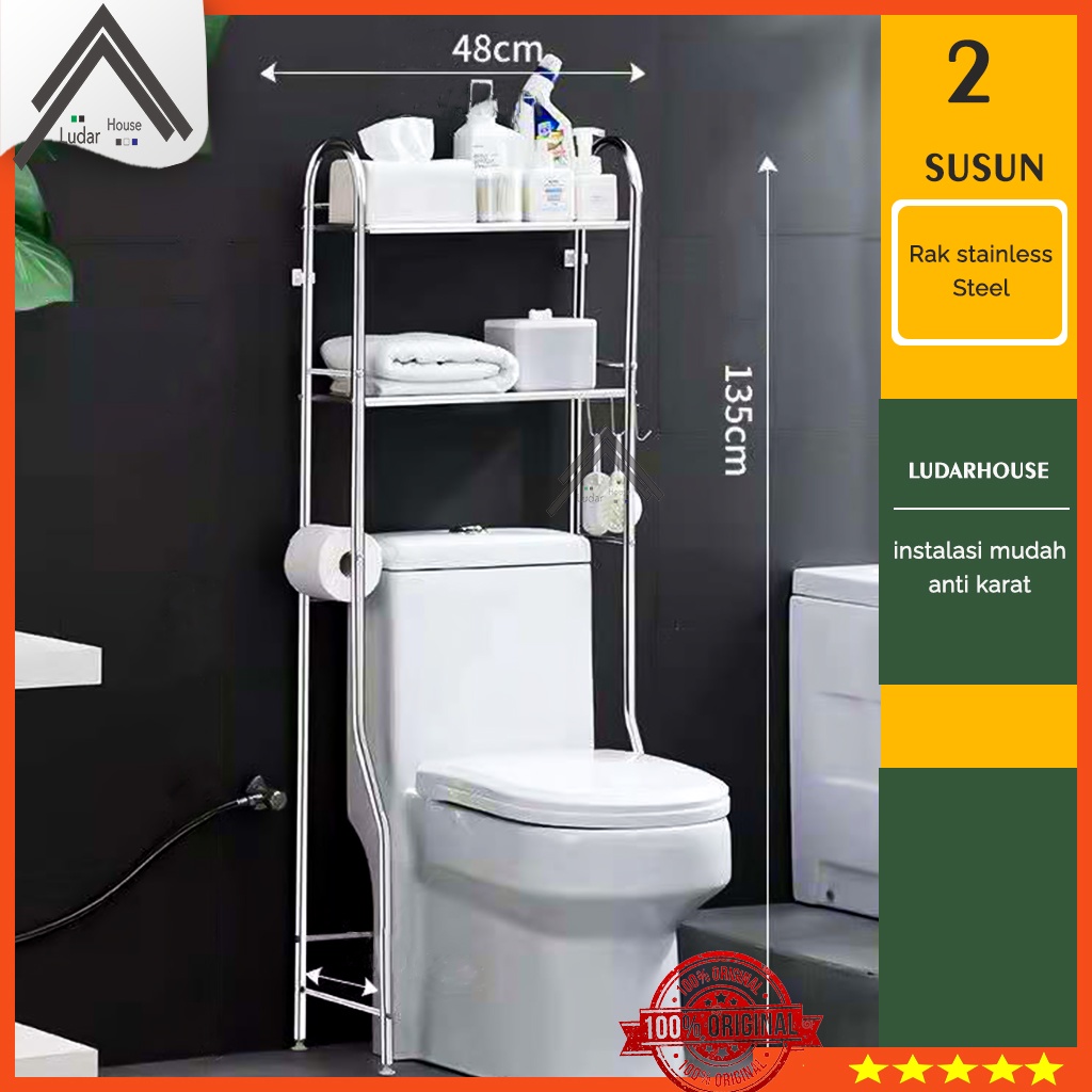 Jual Rak Toilet Stainless Plastik Organizer WC Tissue sabun Kloset ...