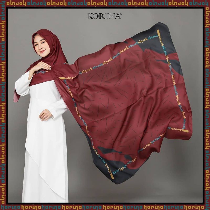 Jual Monica pattern scarf by Korina hijab segi empat motif kalem ...