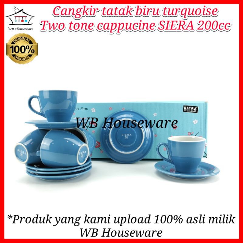 Jual cangkir kopi set 6 pasang / tea cup /gelas cappucino / KPI-01 Biru ...