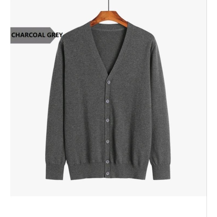 Jual Cardigan Clean dark grey / Cardigan Pria Kekinian Warna dark grey ...