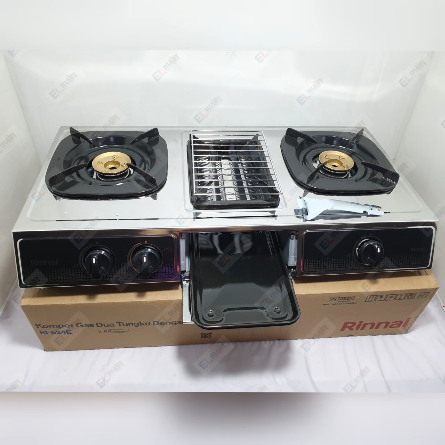 Jual Kompor Gas 2 tungku + panggangan RINNAI RI 524E - 524 E - RI524E ...