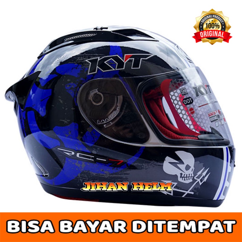 Jual HELM KYT / HELM KYT FULLFACE RC7 MOTIF RC SEVEN #13 WHITE BLACK ...