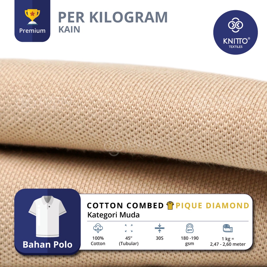 Jual KAIN COTTON COMBED PIQUE DIAMOND 30S KATEGORI WARNA MUDA ( BAHAN ...