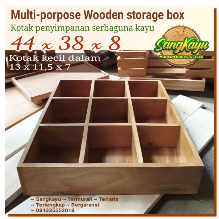 Jual Storage box multifungsi kotak penyimpanan 44x38x8cm wooden storage ...