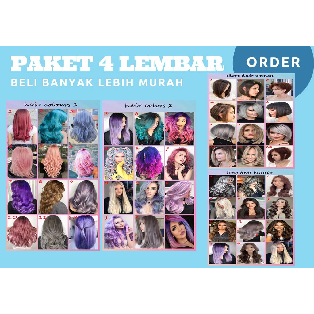 Jual Poster salon warna rambut / poster rambut wanita terbaru / poster ...
