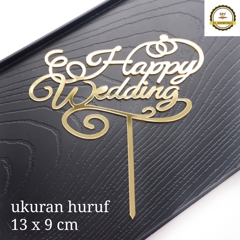 Jual Cake topper acrylic happy wedding gold salur | Shopee Indonesia