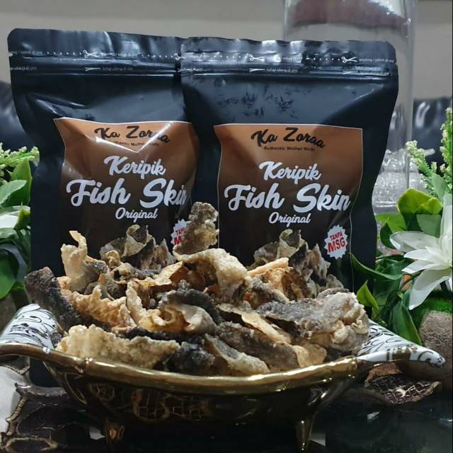 Jual KERIPIK FISH SKIN ORIGINAL NON MSG 60 GRAM KA ZORAA | Shopee Indonesia