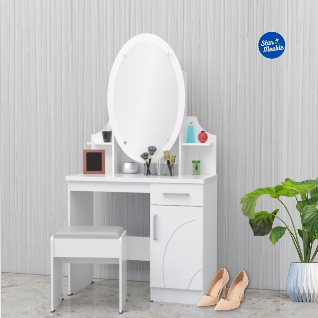 Jual Set Meja Rias dengan Kursi Bangku Meja Kosmetik Meja Makeup Kaca ...