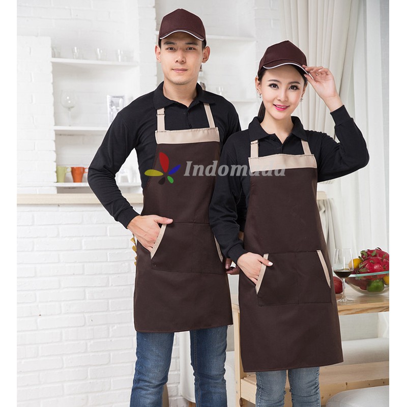 Jual Indomada 1 Apron Celemek Full Body Barista Hitam Merah Waitress ...