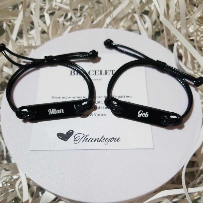 Jual gelang ukir huruf nama dan angka bebas custom nama logo tanggal ...