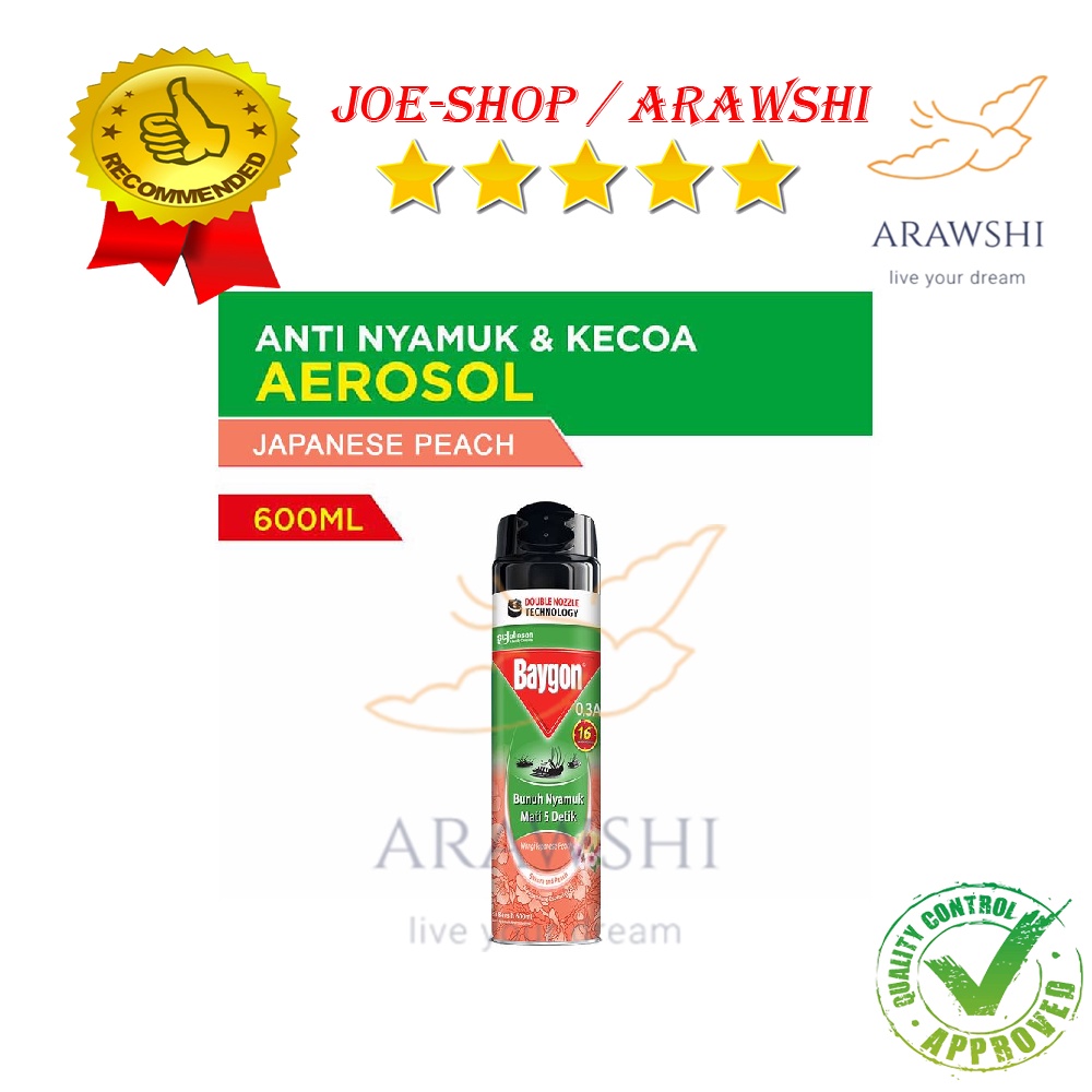 Jual BAYGON INSEK SPRAY ANTI NYAMUK PEACH KLG 600mL | Shopee Indonesia