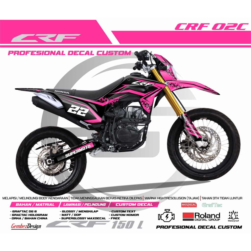 Jual STICKER DECAL CRF 150L FULLBODY CUSTOM SUPERMOTO MOTIF SIMPEL ...