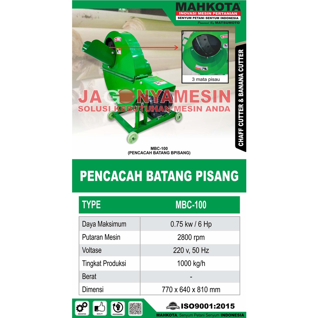 Jual MAHKOTA MESIN PENCACAH BATANG POHON PISANG MBC-100 | Shopee Indonesia