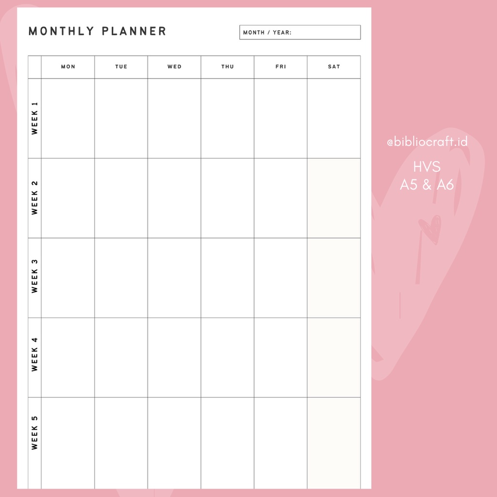 Jual Loose Leaf | Isi Binder Monthly Planner | 20 holes | 20 Lubang | 6 ...