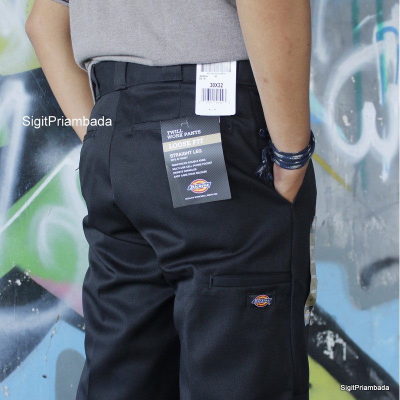 Jual Dickies 85283 Loose Fit Double Knee Black Original | Shopee Indonesia