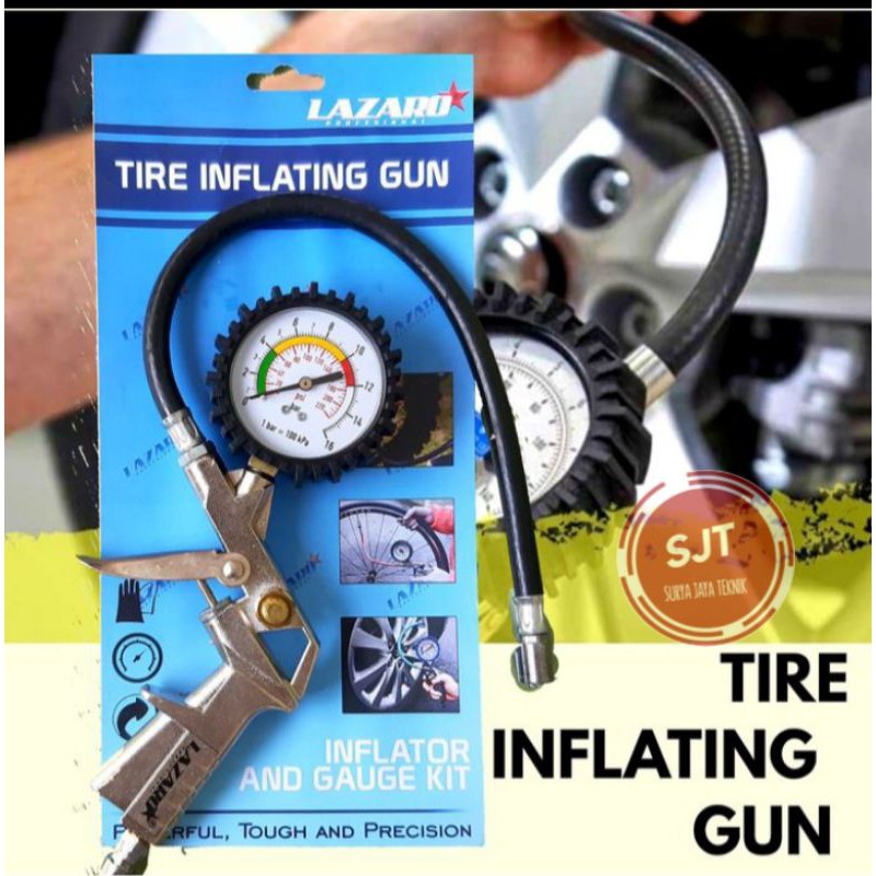 Jual Alat Angin Pompa Ban Tire Inflating Gun Lazaro Inflator Gauge Kit ...