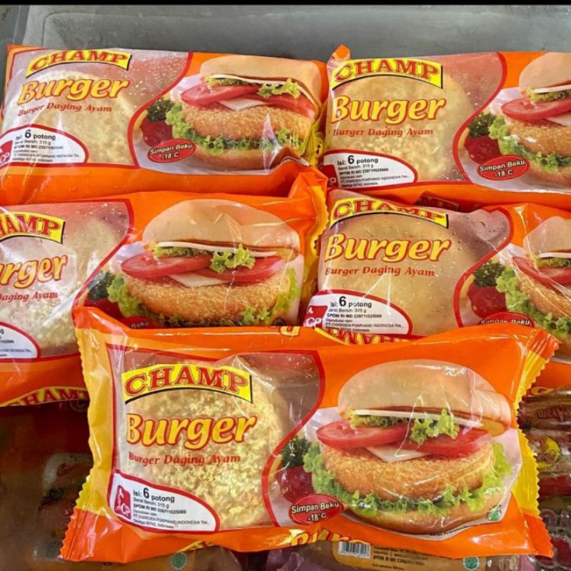 Jual CHAMP BURGER CHICKEN CRISPY ISI 6 PCS | Shopee Indonesia