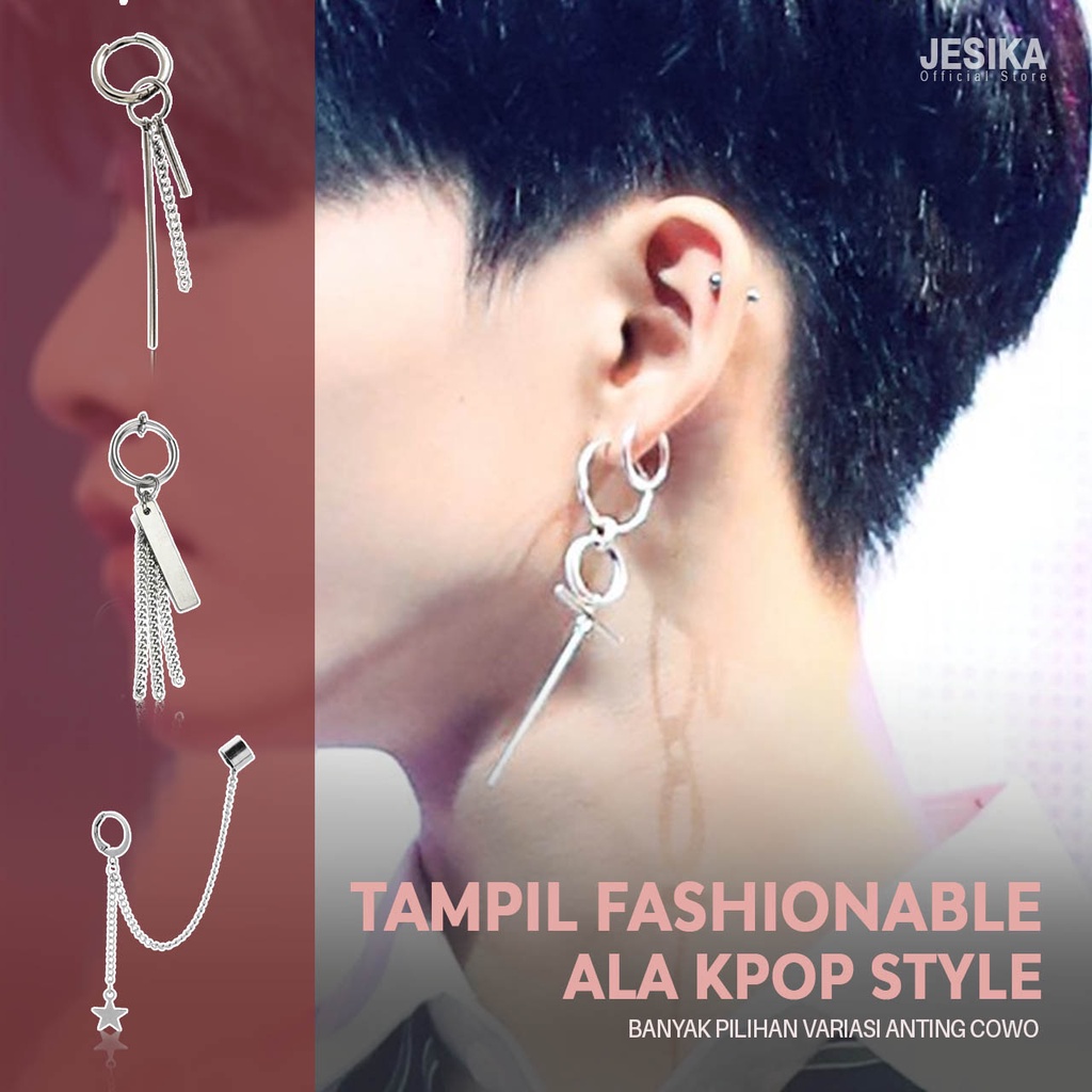 Jual Anting bangtan korea pria model tusuk klip jepit tindik piercing ...