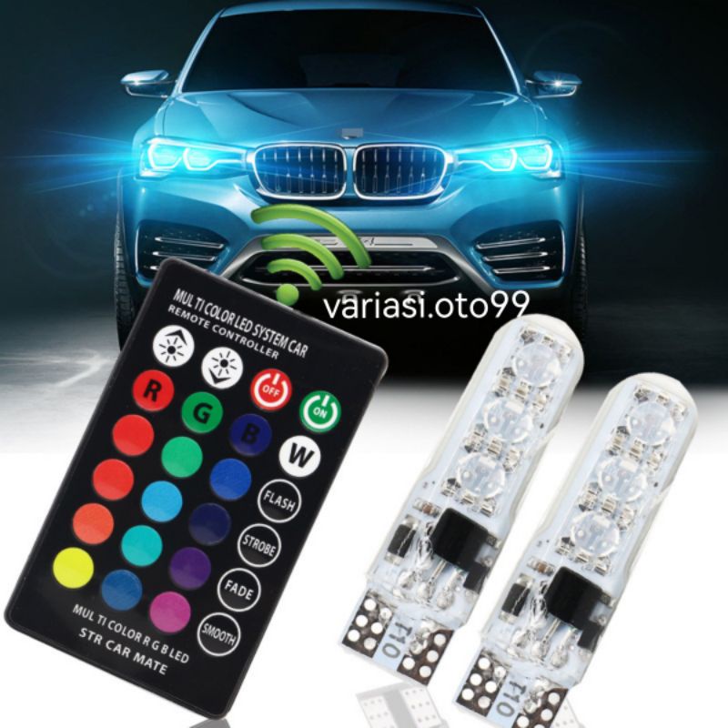Jual LAMPU LED SENJA KOTAK T10 SILICONE RGB REMOT COB DAN SMD 12VOLT ...