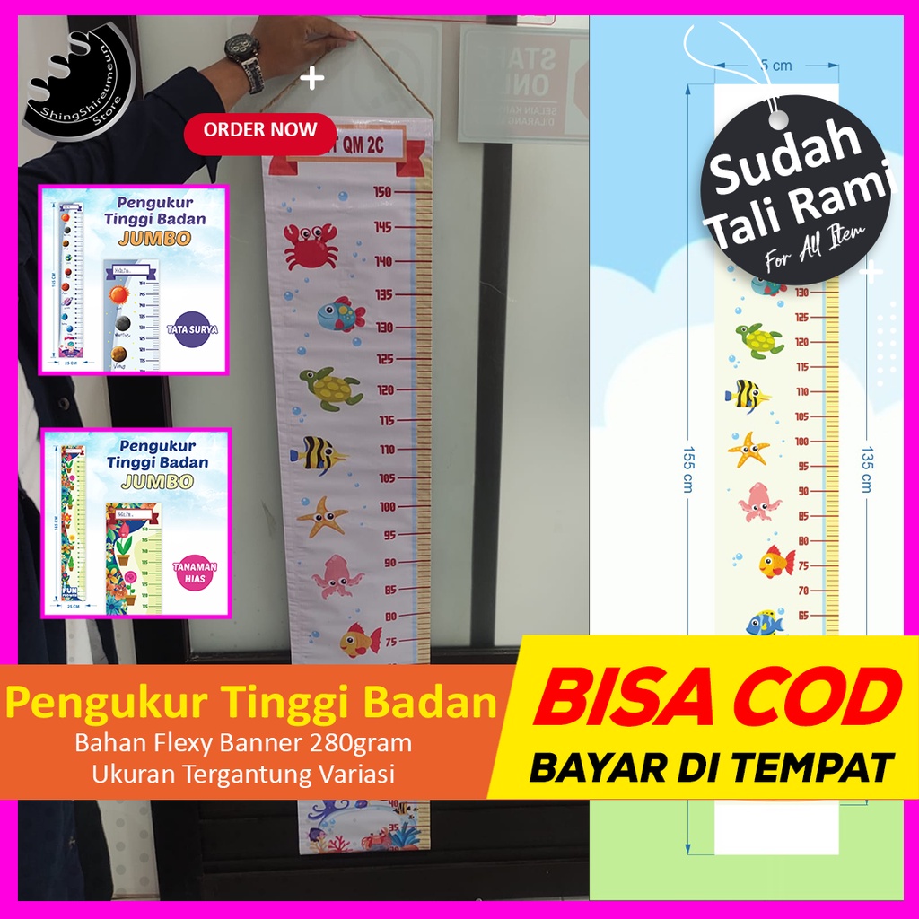 Jual Poster Dinding Pengukur TInggi Badan Anak Grow Up Tematik Jumbo ...