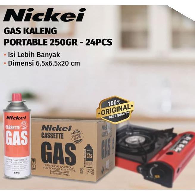 Jual GAS KALENG NICKEI PORTABLE 250GR (24 PCS) | Shopee Indonesia