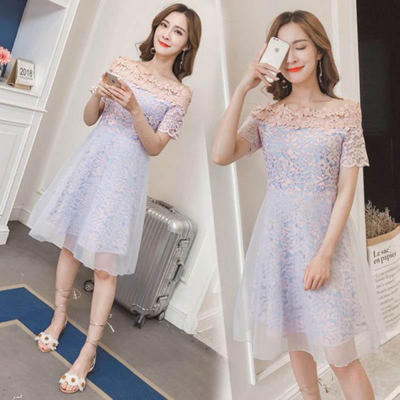 Jual Gaun Lace Dress ala Korea (Import) | Shopee Indonesia