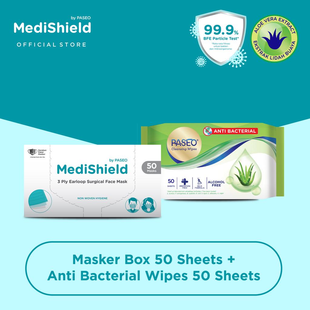 Jual Medishield By Paseo Masker Box Earloop 50's 20P + Paseo Anti ...