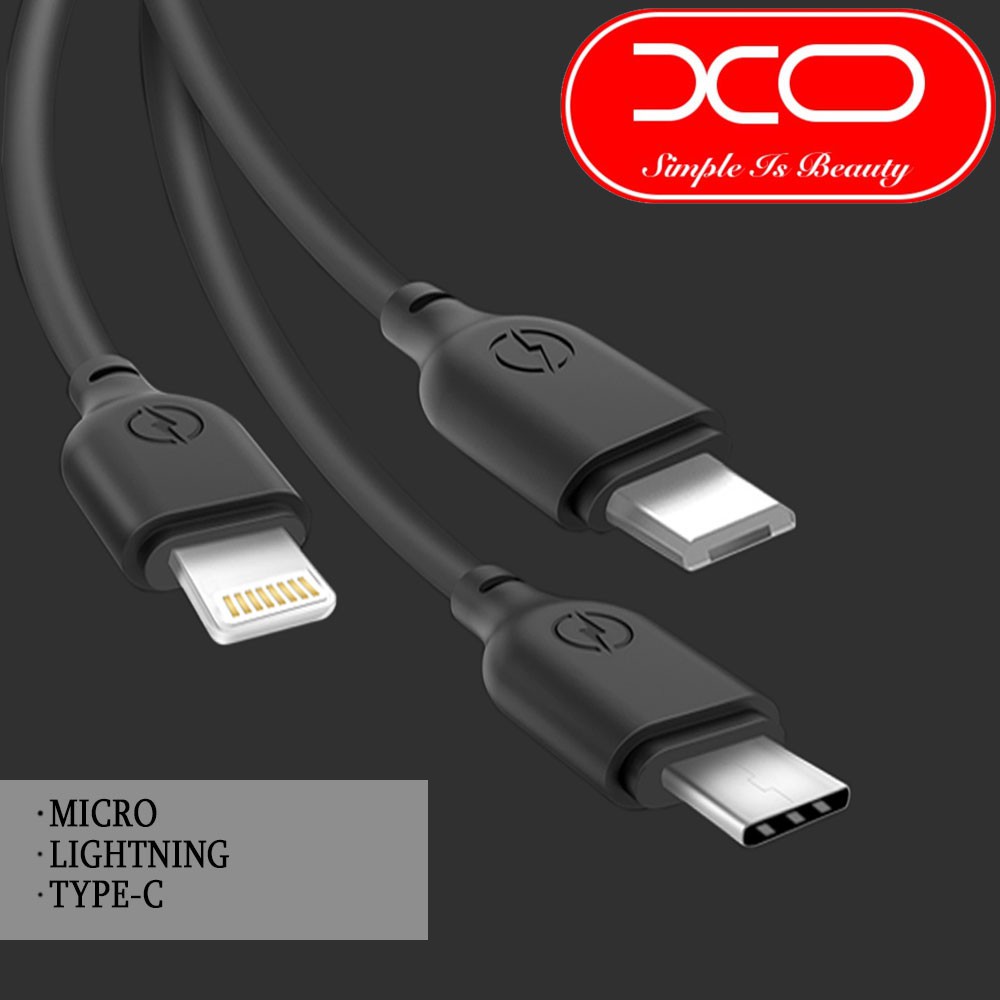 Jual Kabel Data 3in1 Micro USB Lightning Tipe C XO Original | Shopee ...