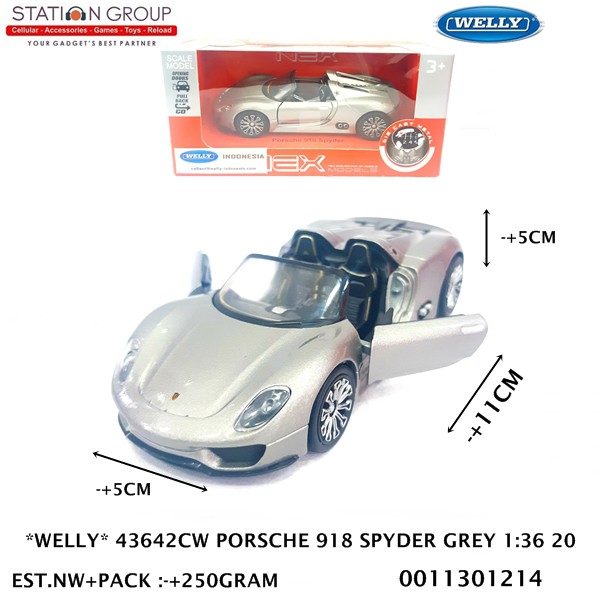 Jual WELLY 43642CW PORSCHE 918 SPYDER GREY 1-36 20 - DIECAST | Shopee ...