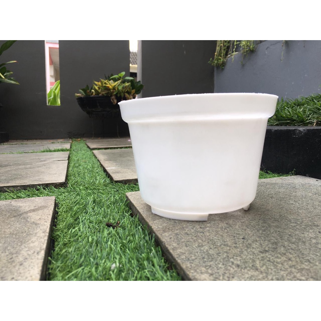 Jual Pot bunga Murah /Pot Tanaman / Pot Plastik PUTIH uk 10,15,17K,17B ...