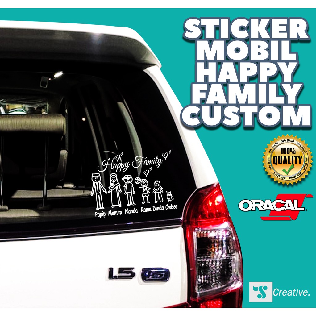 Jual Sticker Mobil Cutting Body dan Kaca Mobil Happy Family Custom ...