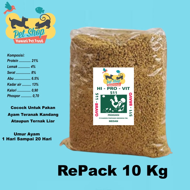 Jual HawaniPs 10 kg Pur Ayam 511 Voer Pakan Ayam Hi Pro Vite 511 ...