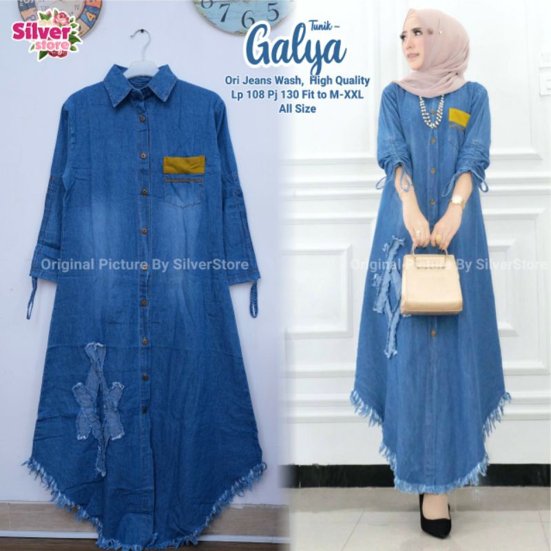 Jual GALYA LONG TUNIK JEANS RAWIS - RANITA LOTA ZINETA LONG TUNIK JEANS ...
