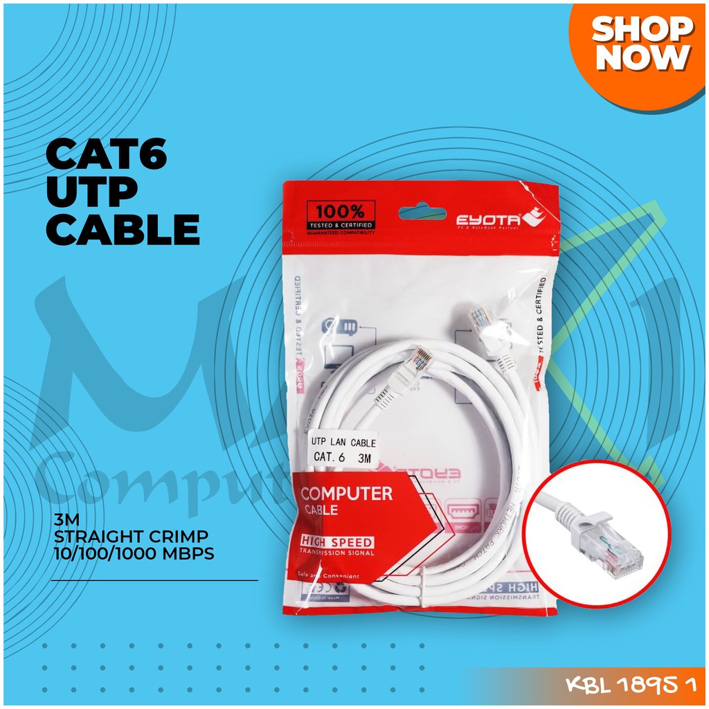 Jual CAT6 3M UTP Cable Networking Straight-Through Kabel LAN Cat 6 ...