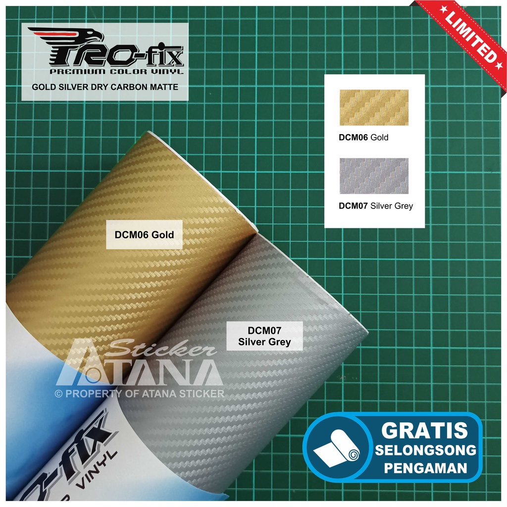 Jual Skotlet Gold Silver Carbon 3D Doff Stiker Karbon Fiber Emas Perak ...