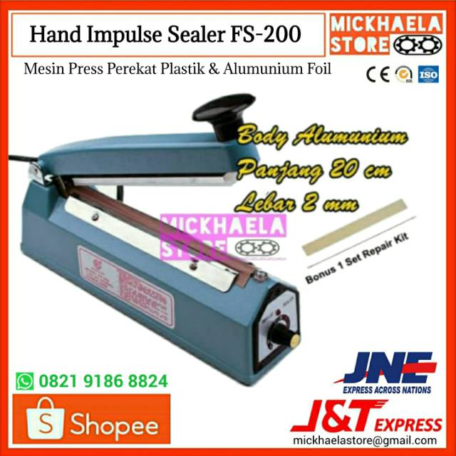 Jual MESIN PRESS PEREKAT PLASTIK & ALUMUNIUM FOIL HAND SEALER FS-200 ...