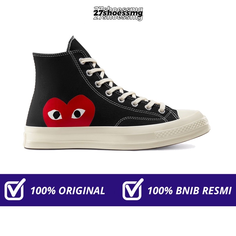 Jual Converse Chuck Taylor 70s x Commes Des Garcons High Black White ...