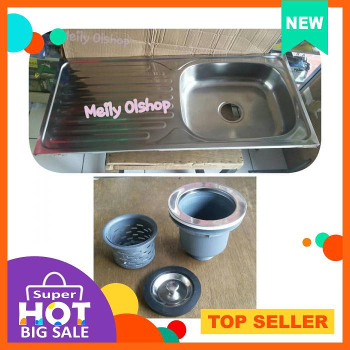Jual Perlengkapan Cuci Piring - Bak Cuci Piring Stainless + Apur / Kran ...