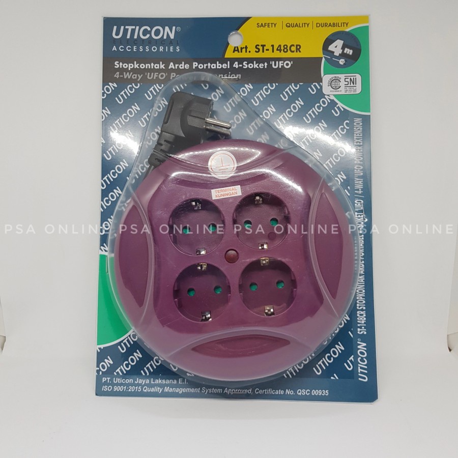 Jual STOP KONTAK KABEL ROLL 4 LUBANG UFO + KABEL 4 METER UTICON ST-148 ...