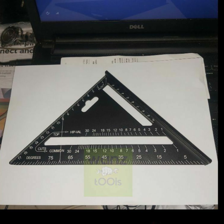 Jual Penggaris Segitiga 7inch Siku Hitam Speed Square WoodWorking 7 ...