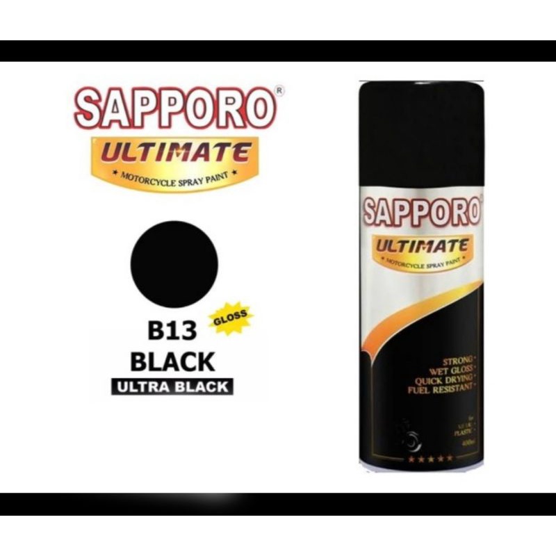 Jual SAPPORO ULTIMATE CAT SEMPROT AEROSOL SPRAY PAINT WARNA HITAM KILAP ...