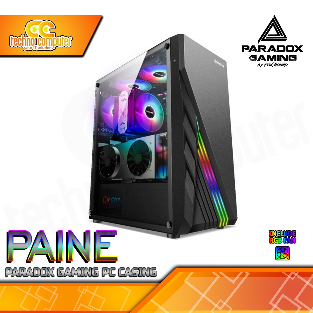 Jual CASING PARADOX GAMING PAINE - ATX Case Tempered Glass (Free 1x RGB ...