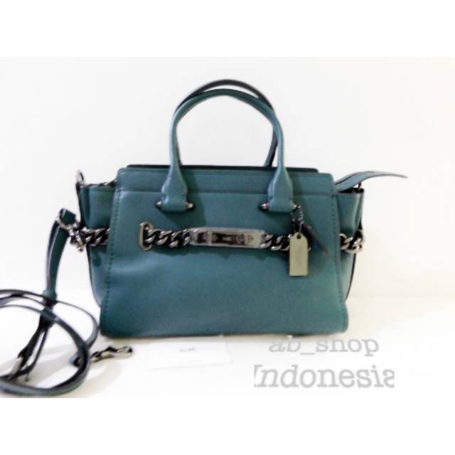 Jual Tas Coach Swagger 27 Turqoise | Shopee Indonesia