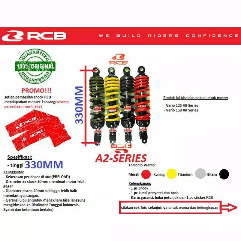 Jual Shock RCB Shock Breaker RCB A2 Original Vario 125,Vario 150.Beat ...