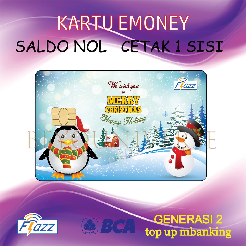 Jual Kartu FLAZZ BCA Gen 2 / E-money Mandiri E-toll Emoney Design Merry Christmas Hari Natal ...