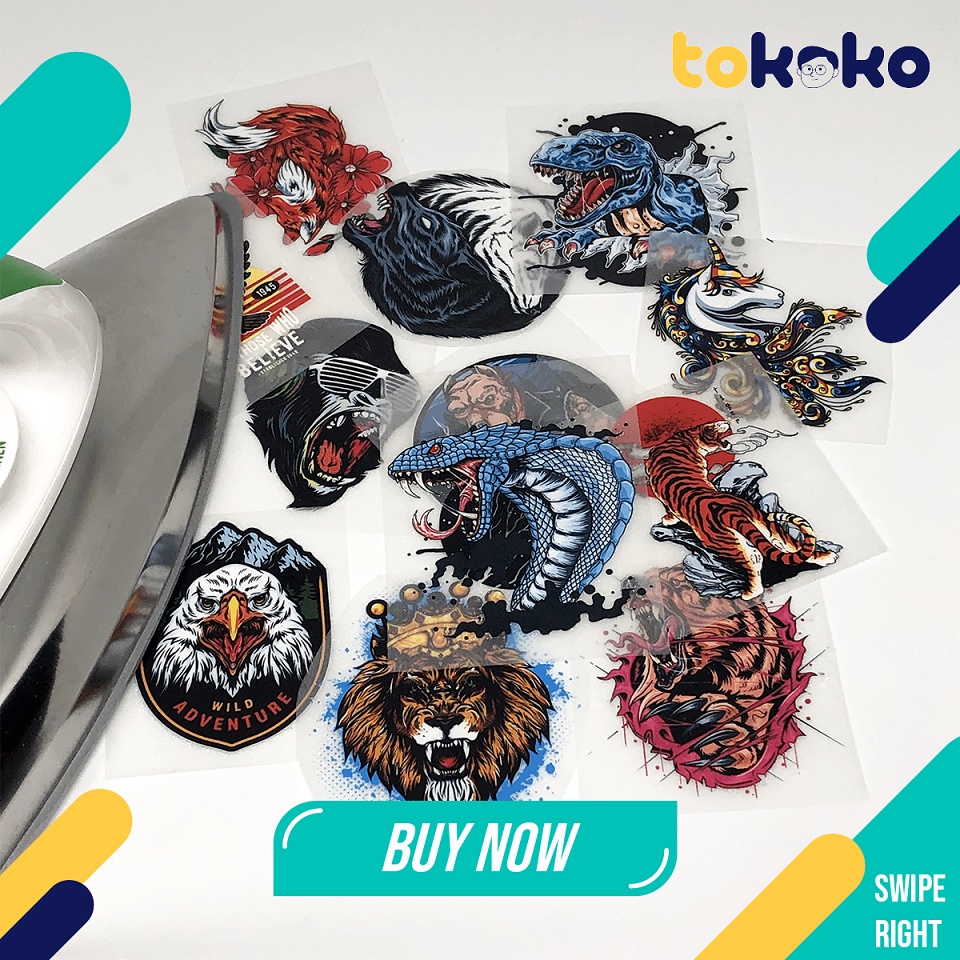 Jual Stiker Sablon Setrika Animals Retro Sablon DTF Sablon Gosok Gambar ...
